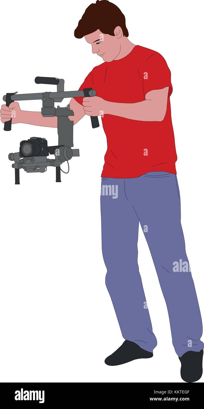 videographer with handheld steadycam illustration - vector Stock Vector ...