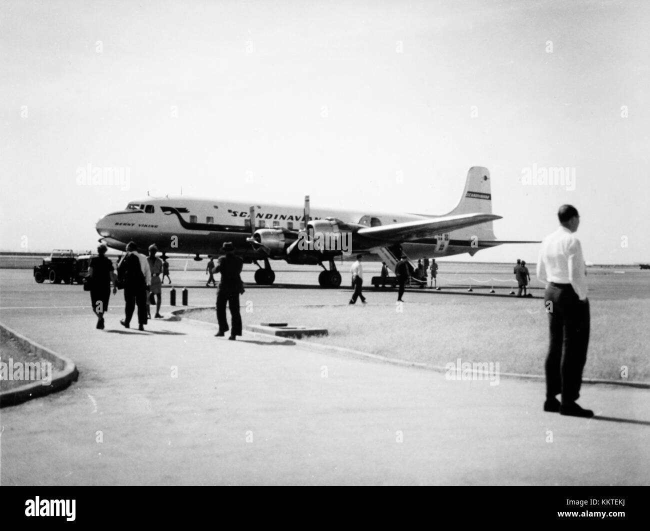 This image captures a SAS DC-6B aircraft, named Bernt Viking, at ...