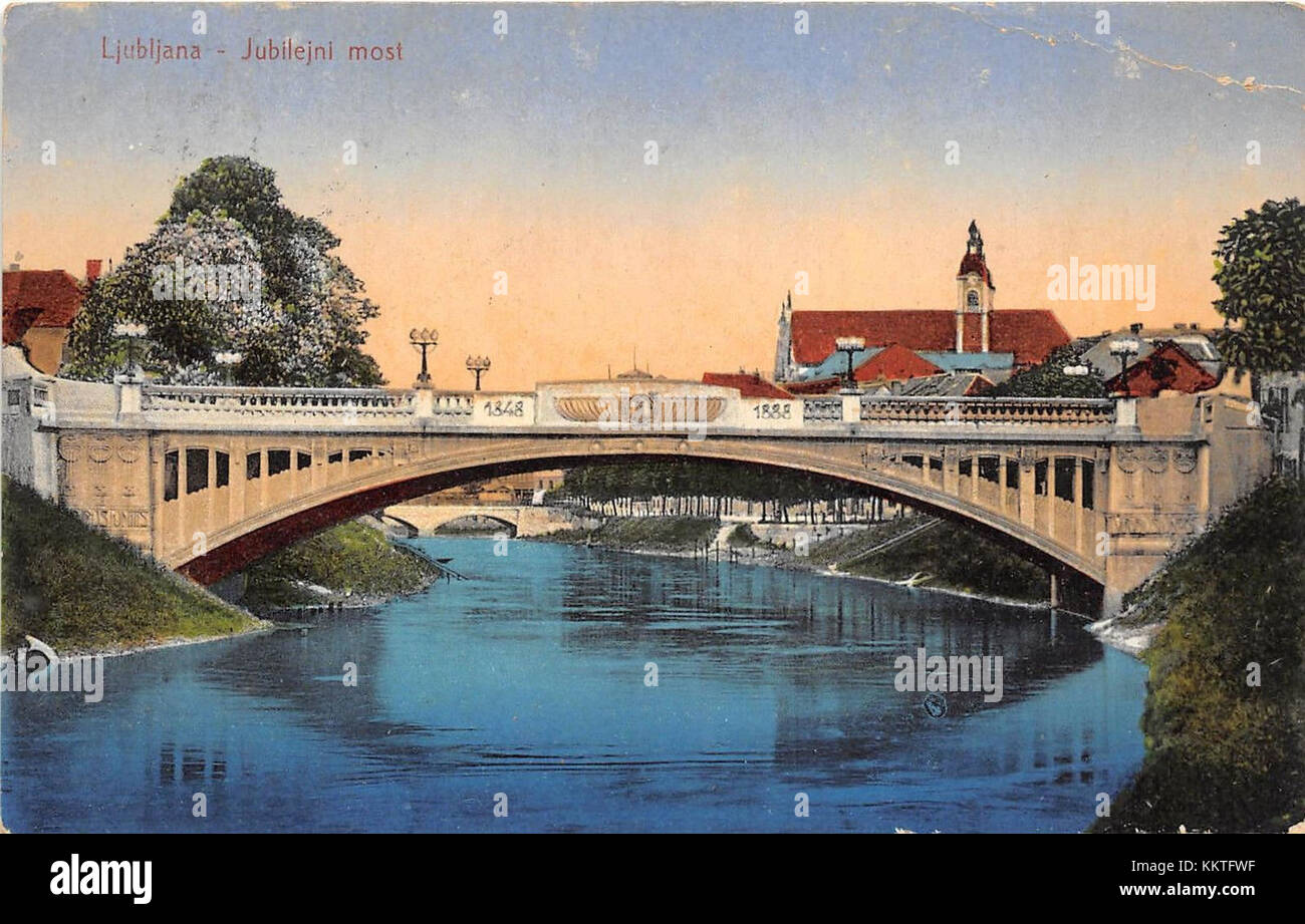 This postcard from 1916 shows the Dragon Bridge in Ljubljana, Slovenia ...