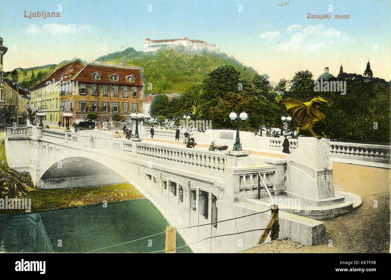 Postcards from 1924 featuring the Dragon Bridge in Ljubljana, Slovenia ...