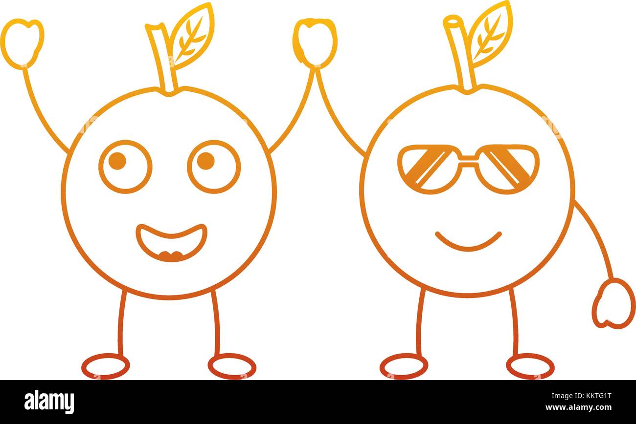 kawaii two cartoon fruit orange funny Stock Vector Image & Art - Alamy