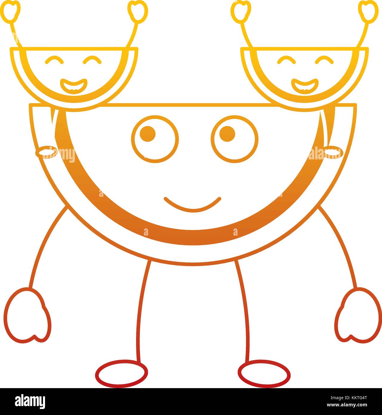 kawaii three watermelon friends cartoon fruit Stock Vector Image & Art ...