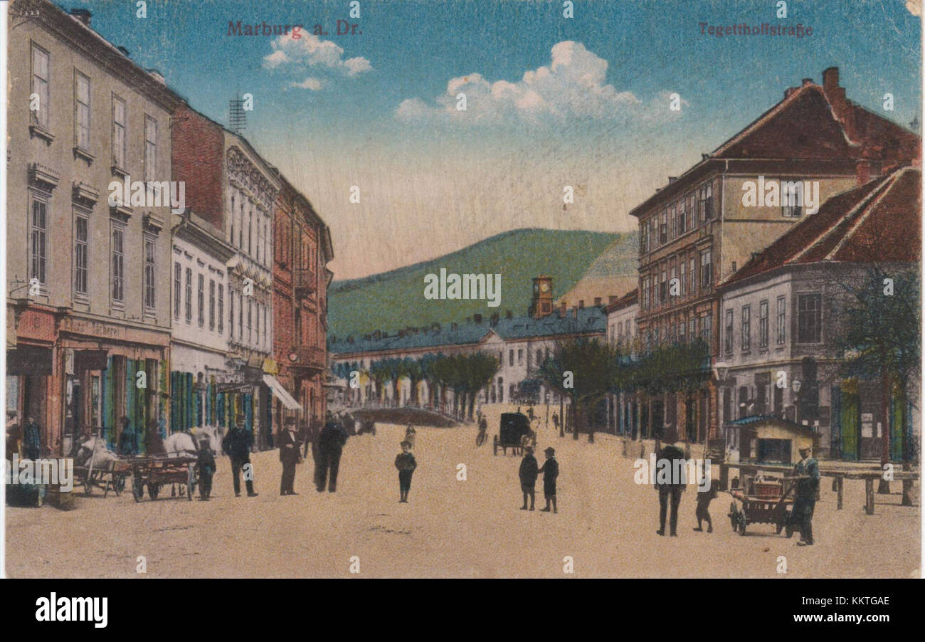 A 1918 postcard depicting Partizanska cesta, a street in Maribor ...