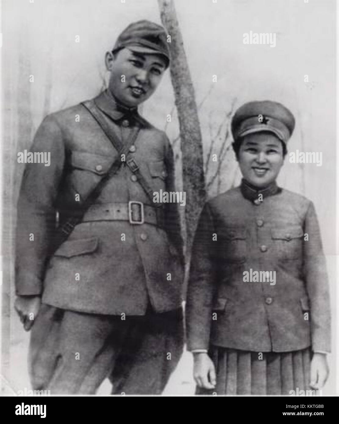 Kim Il-sung, the founding leader of North Korea, and Kim Jong-suk, his ...
