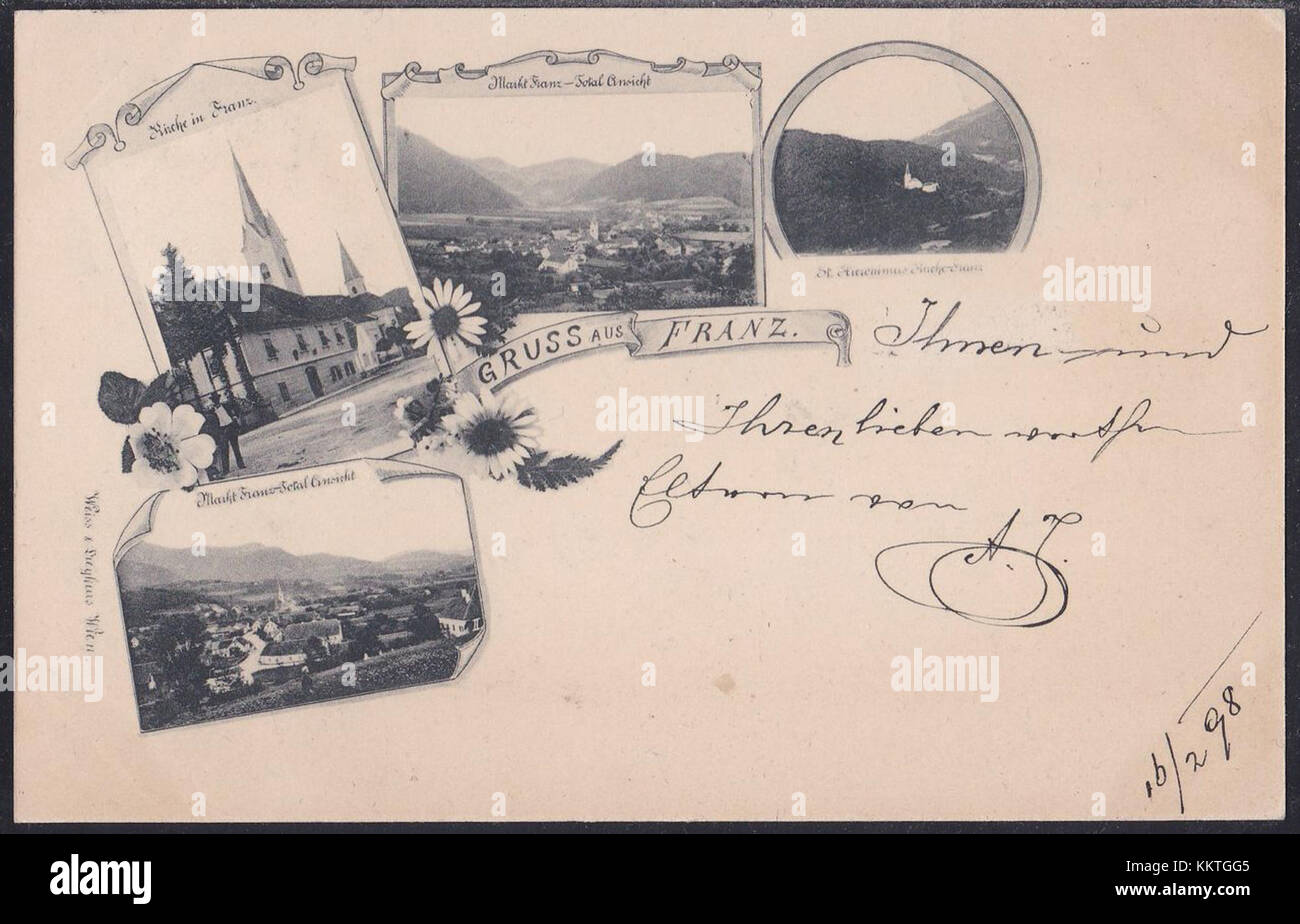 A postcard from 1898 depicting the town of Vransko, Slovenia. The image ...