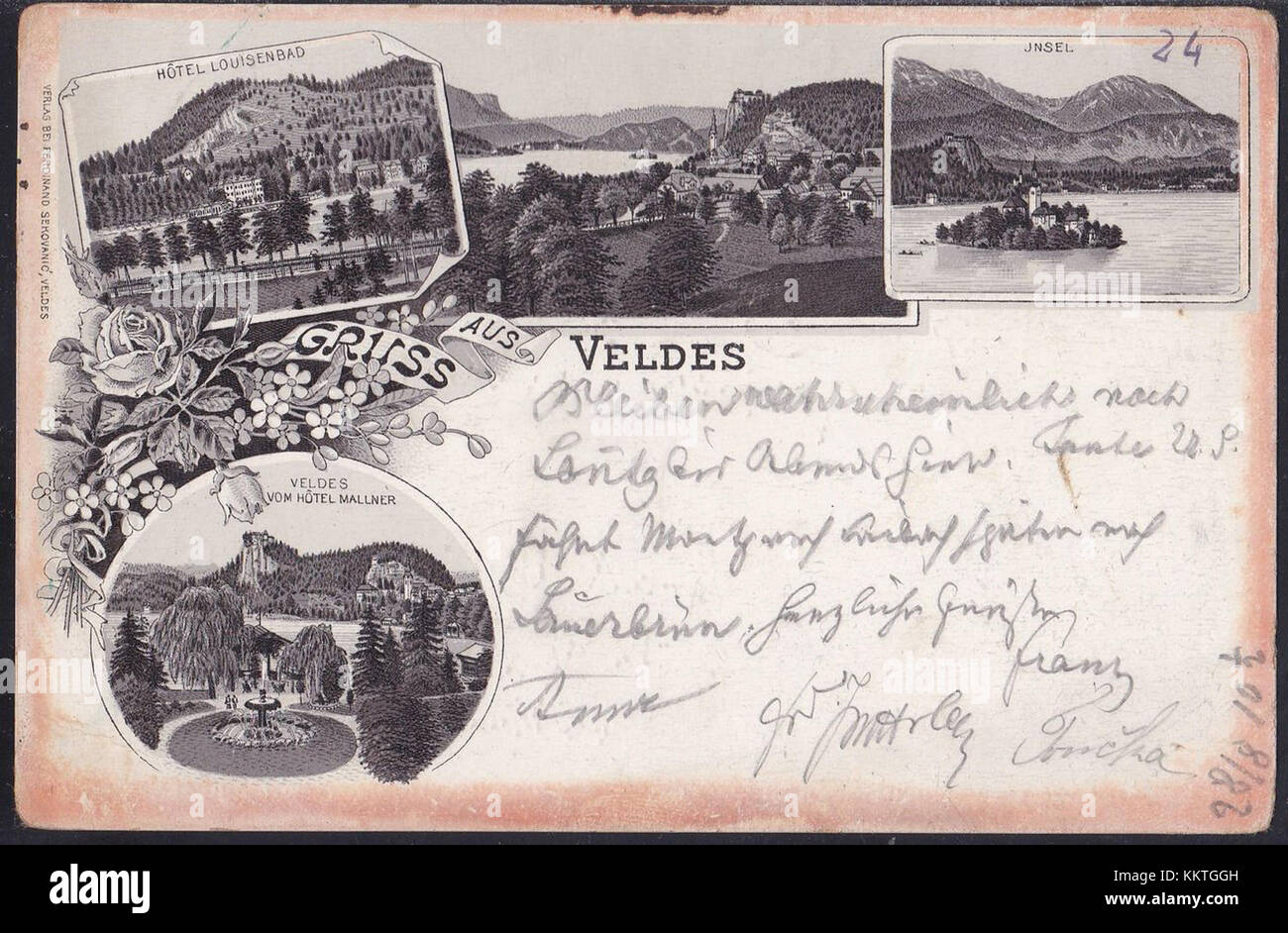 This 1897 postcard of Bled, Slovenia, captures the iconic views of Bled ...