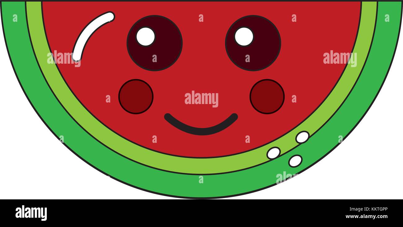 kawaii watermelon fruit character cute funny Stock Vector Image & Art ...