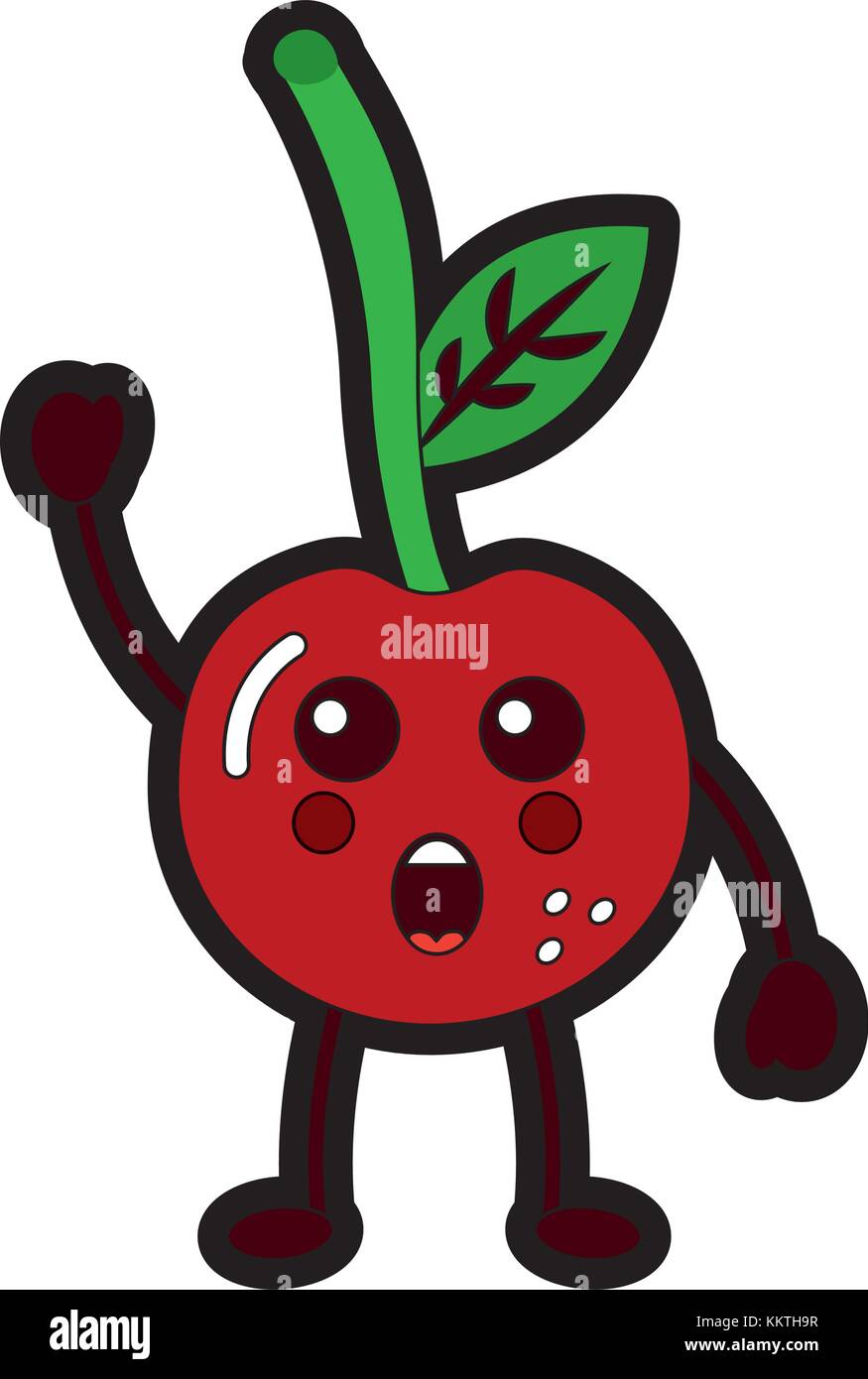 kawaii cherry cartoon fruit facial expression Stock Vector Image & Art ...