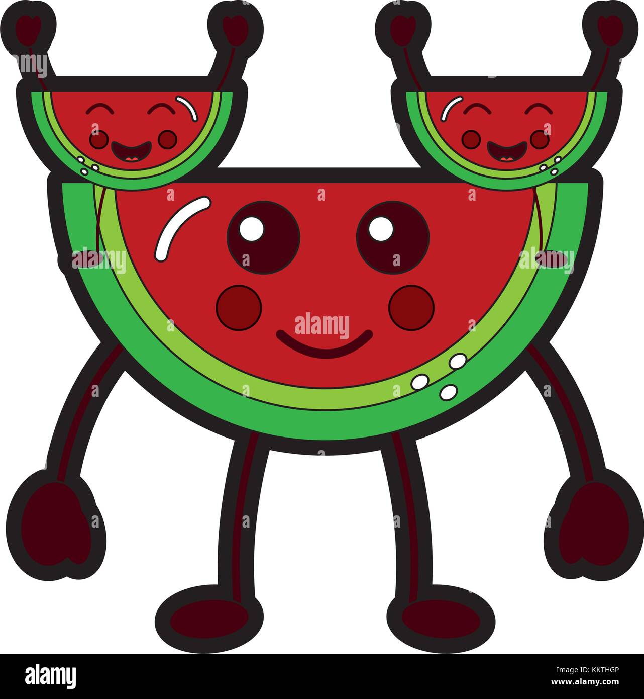 kawaii three watermelon friends cartoon fruit Stock Vector Image & Art ...