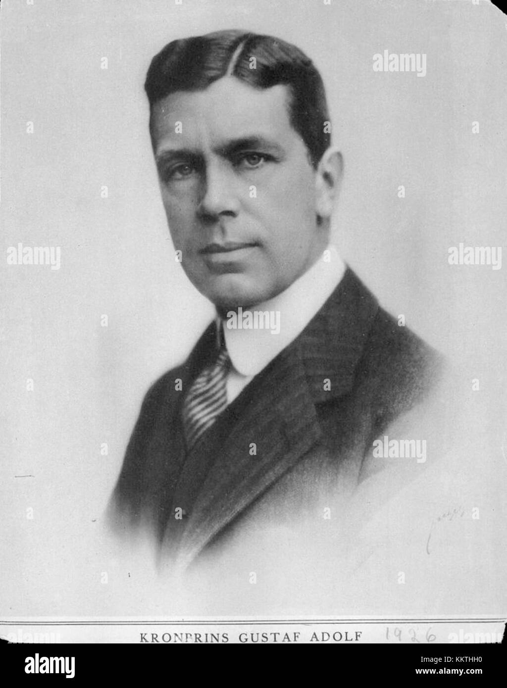 A formal portrait of King Gustav VI of Sweden, depicting him in a ...