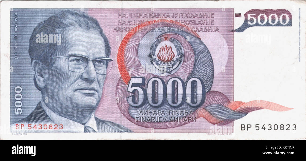 The Dinar 5000 s is a banknote from the Yugoslavian currency system ...