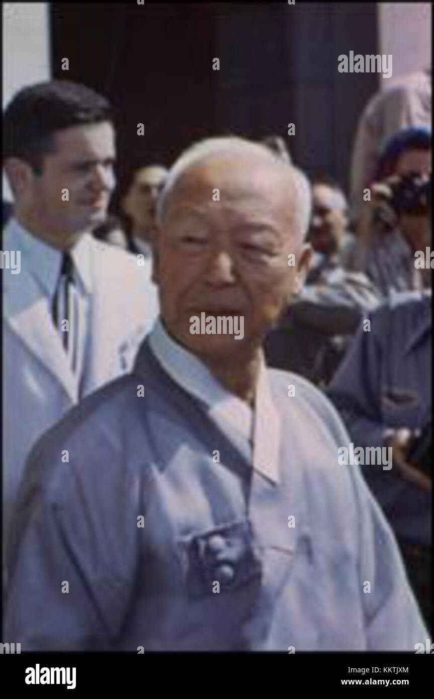 Syngman Rhee, the first President of South Korea, is depicted here in a ...