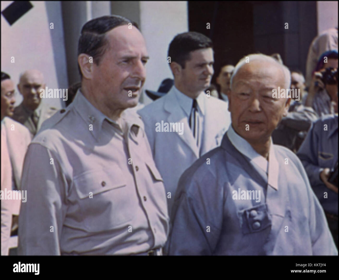 Syngman Rhee, the first president of South Korea, and Douglas MacArthur ...
