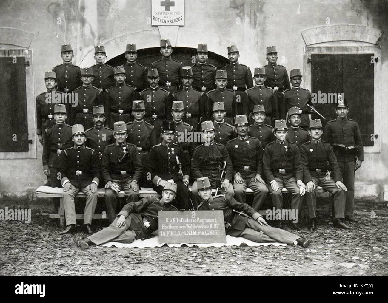 This historical portrait depicts soldiers from the 14th infantry ...