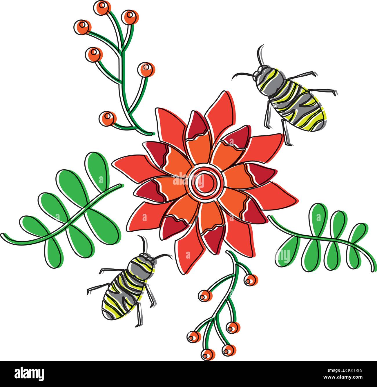 Summer meadow bees flowers Cut Out Stock Images & Pictures - Alamy