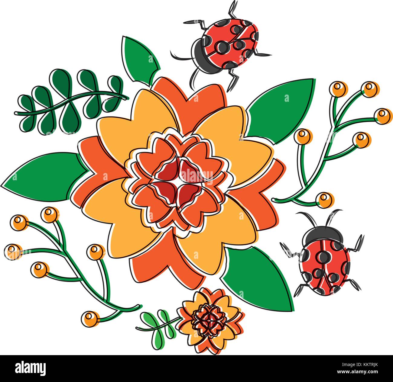 flowers and ladybugs icon image Stock Vector Image & Art - Alamy