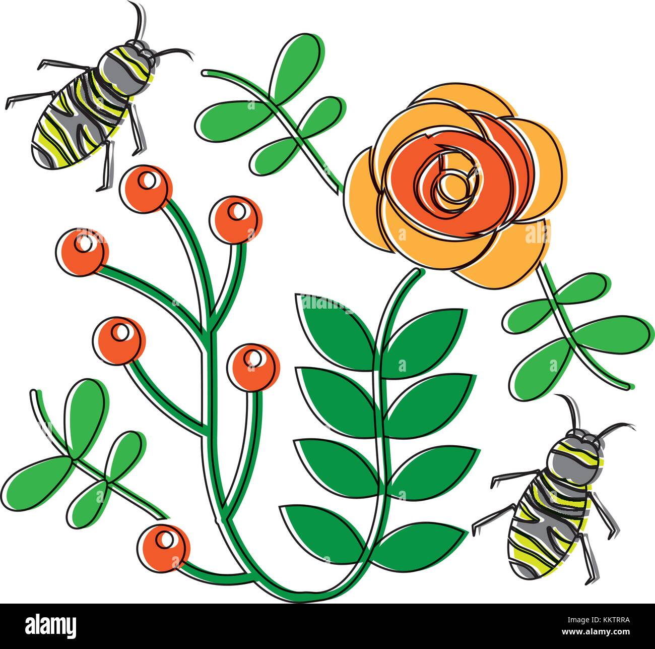 flowers and bees icon image Stock Vector Image & Art - Alamy