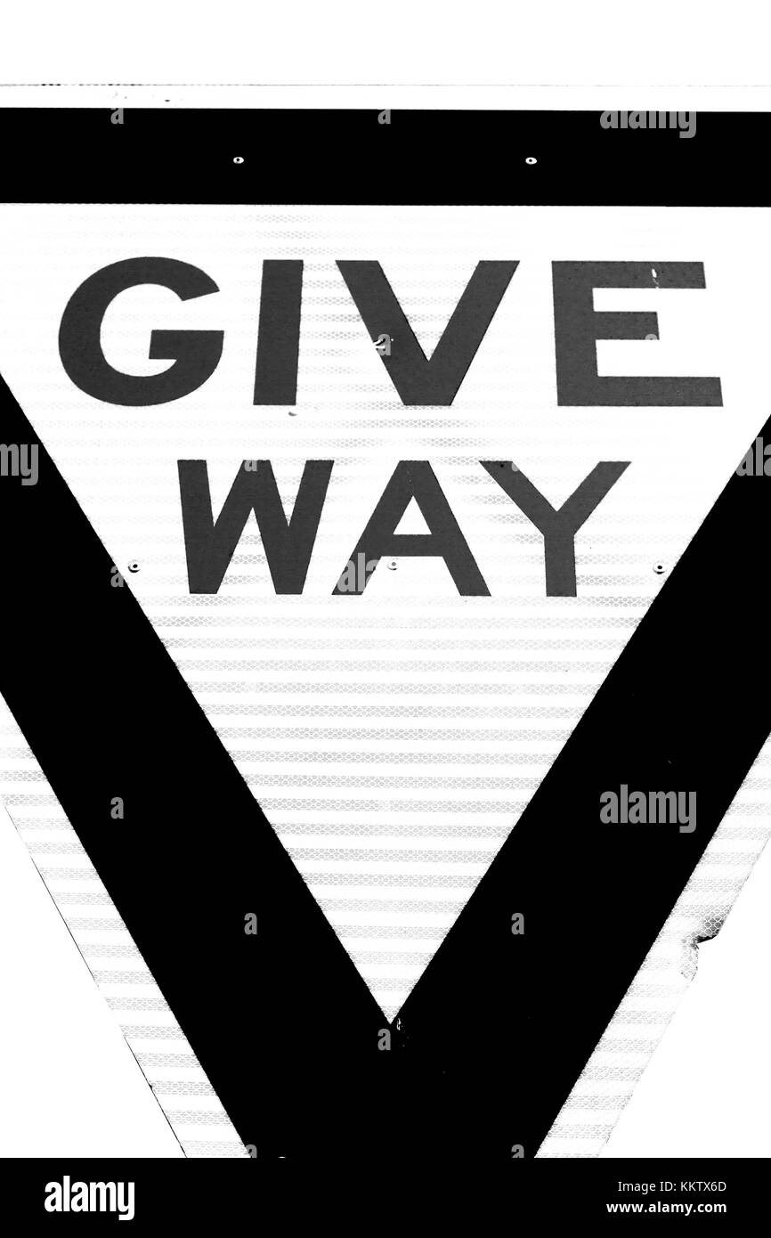 Give way warning sign Black and White Stock Photos & Images - Alamy