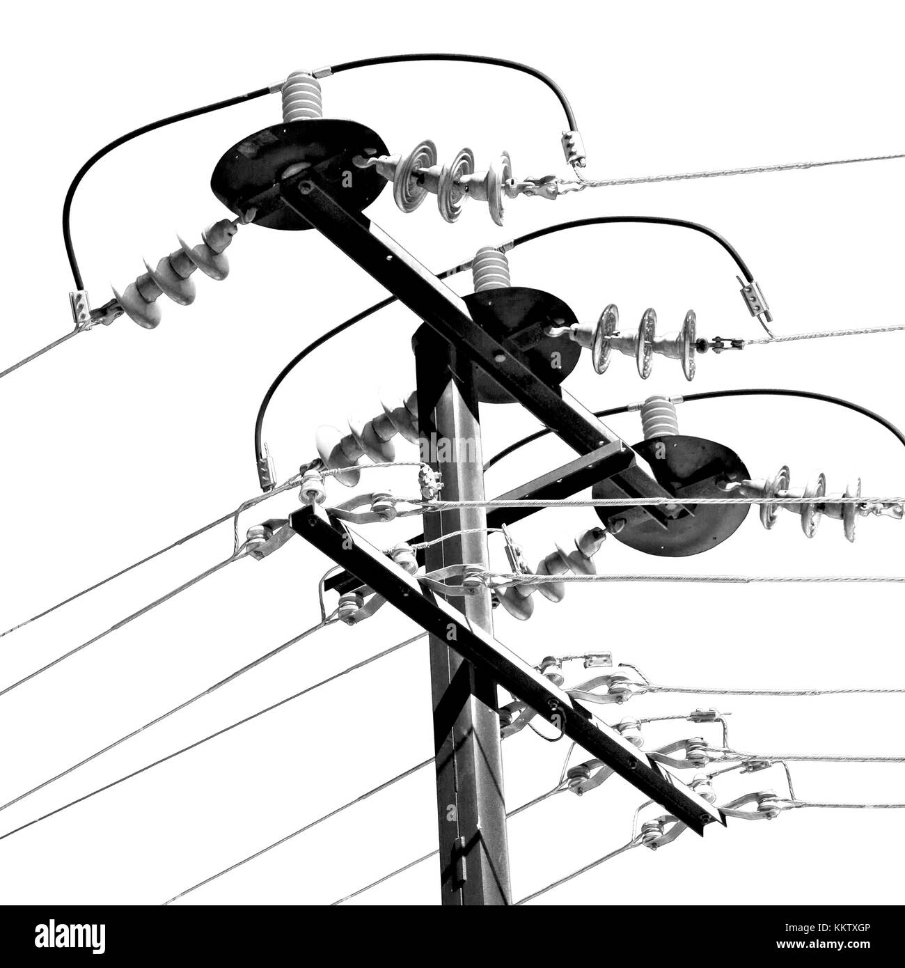 High tension pole Black and White Stock Photos & Images - Alamy