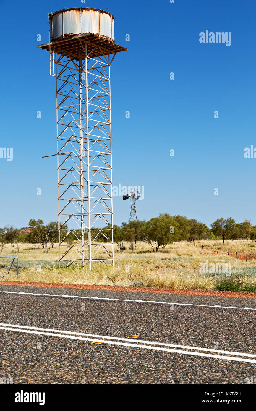 in australia the concept of remote in the outback with asphalt line and ...