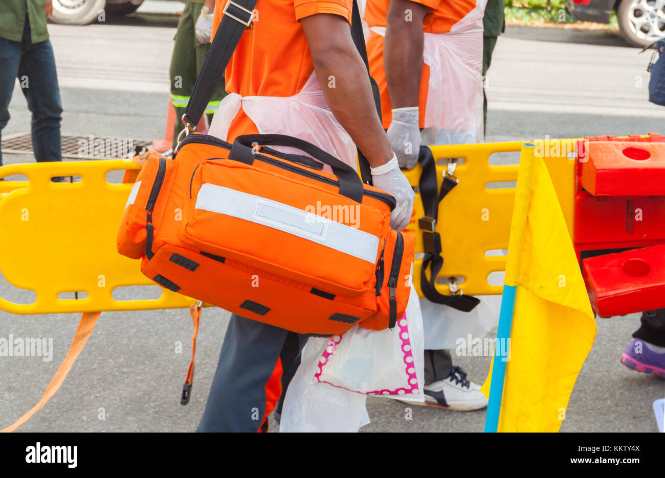 physician readiness box bag first aid kit, and yellow stretcher medical ...