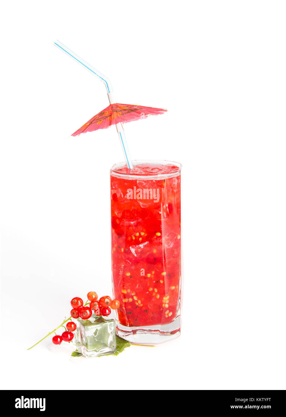 Red current refreshing drink on white background Stock Photo - Alamy