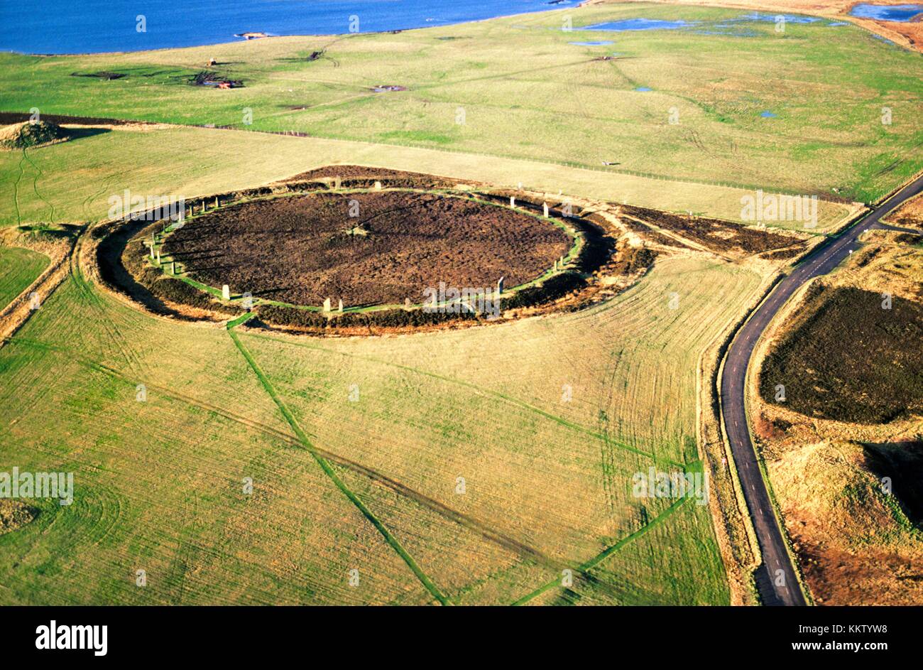 Ring of Brodgar prehistoric stone circle henge monument. Orkney Islands ...