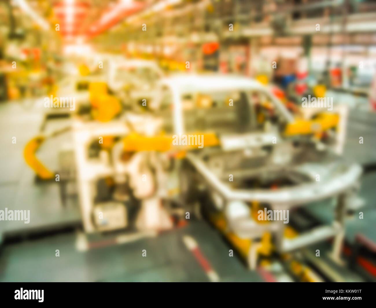 Abstract blured Spot Welding Assembly process of Metal car cab for ...