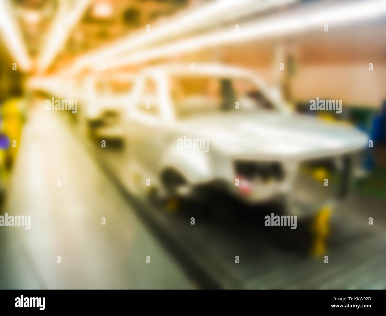 Abstract blured Assembly process of Metal car cab for Automotive ...