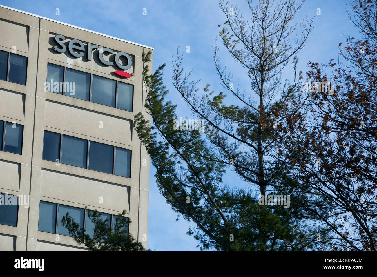 A logo sign outside of a facility occupied by Serco in Fairfax ...