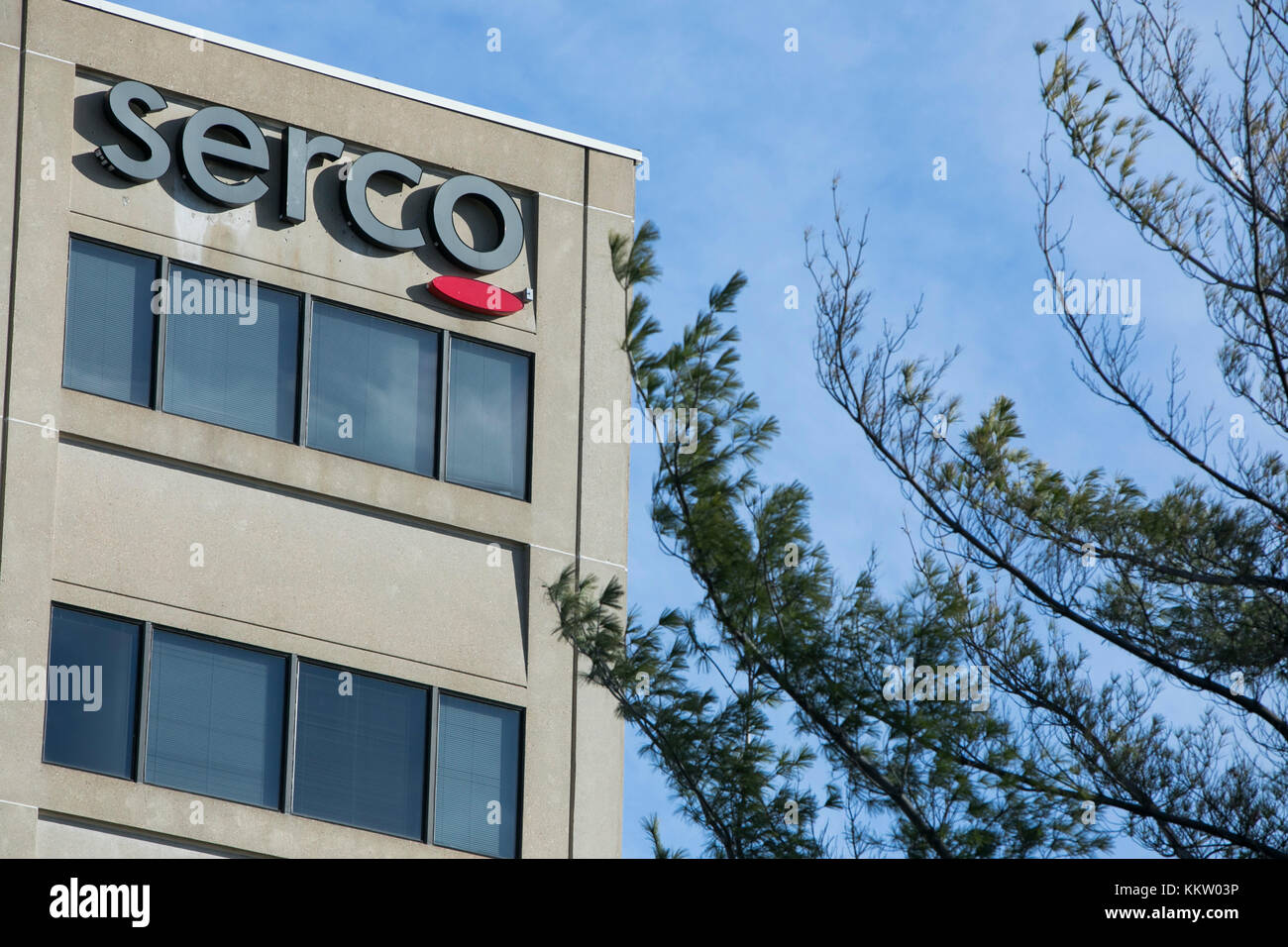 A logo sign outside of a facility occupied by Serco in Fairfax ...