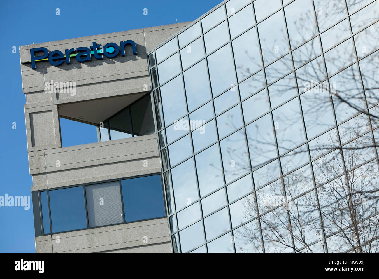 A logo sign outside of a facility occupied by Peraton in Herndon ...