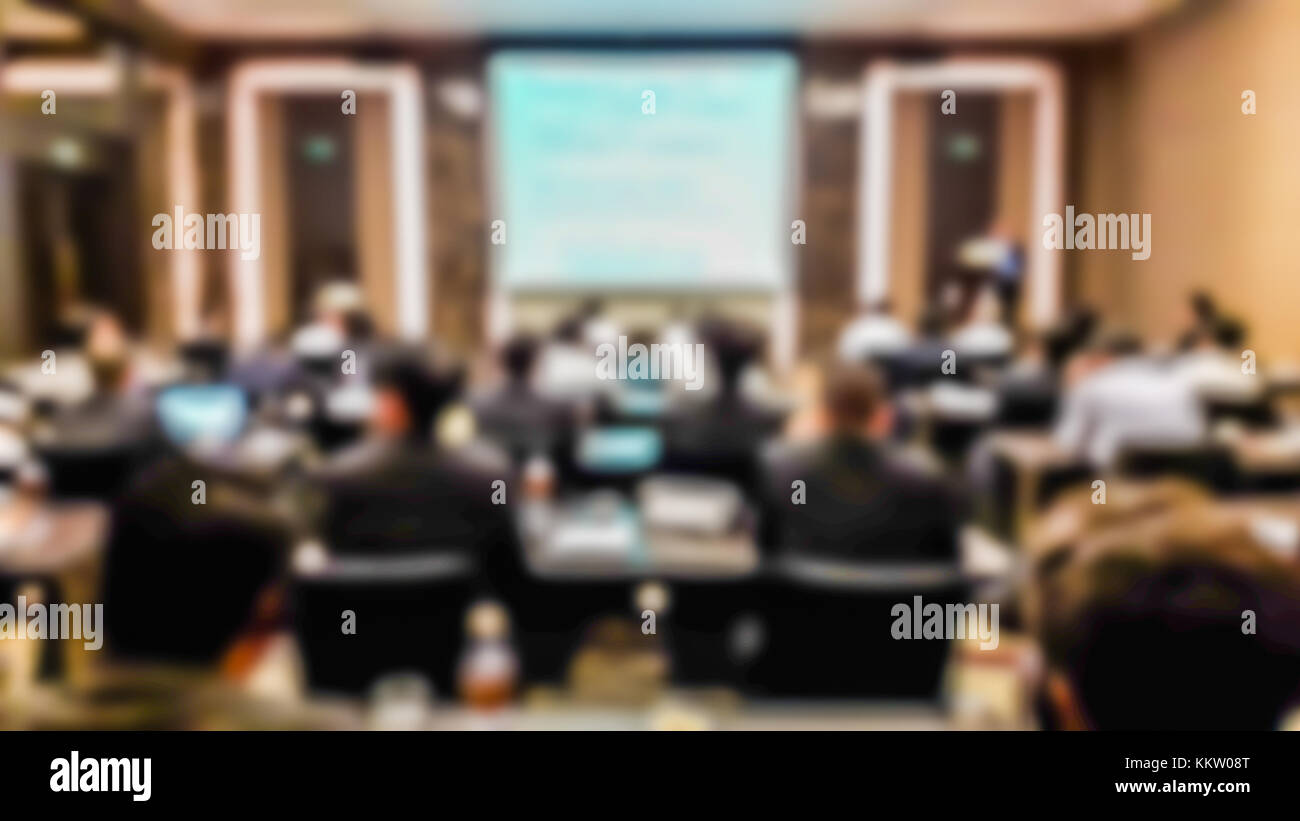 Abstract blurred Business conference meeting in Seminar room with ...