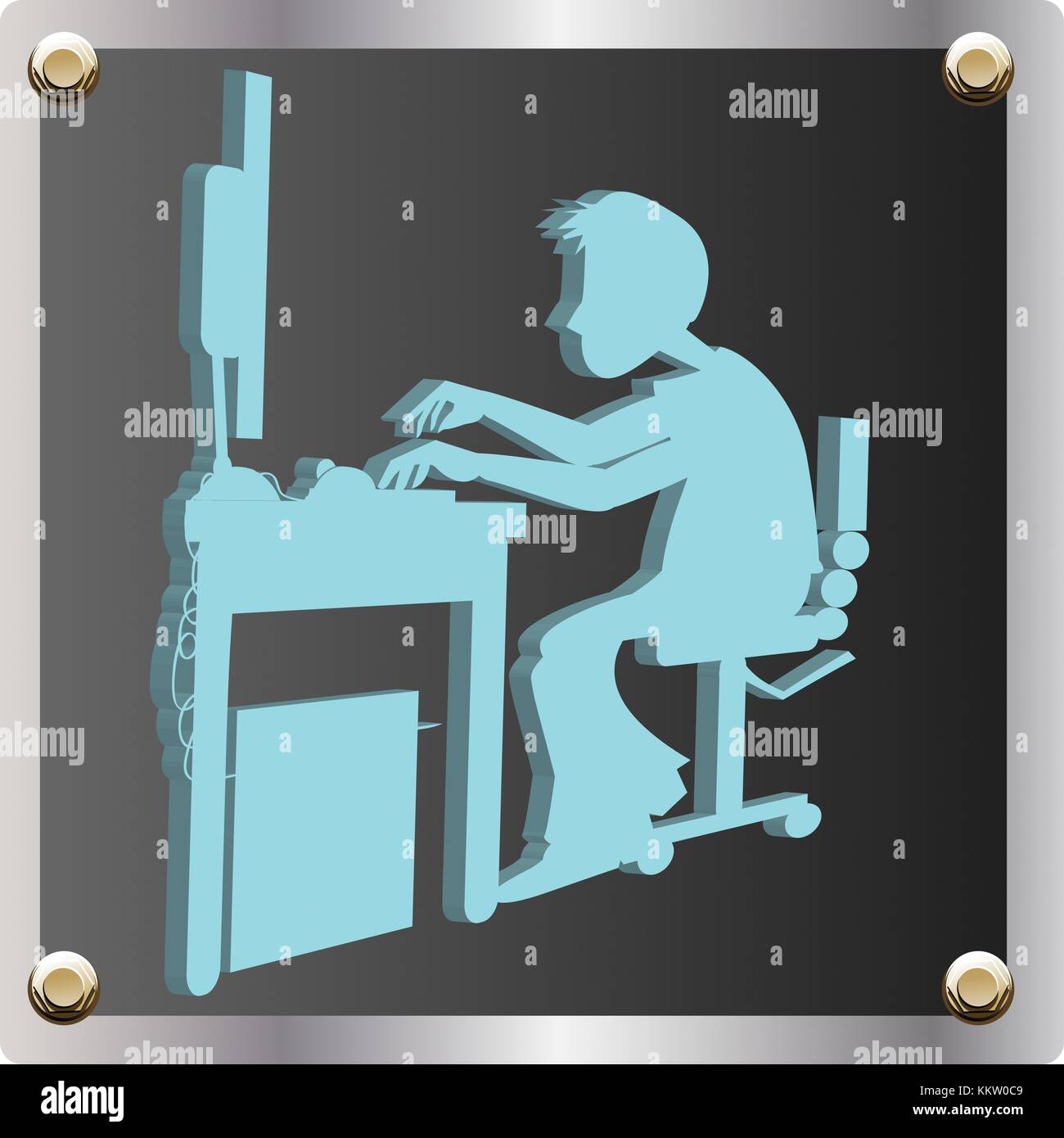 vector image of a guy using computer Stock Photo - Alamy