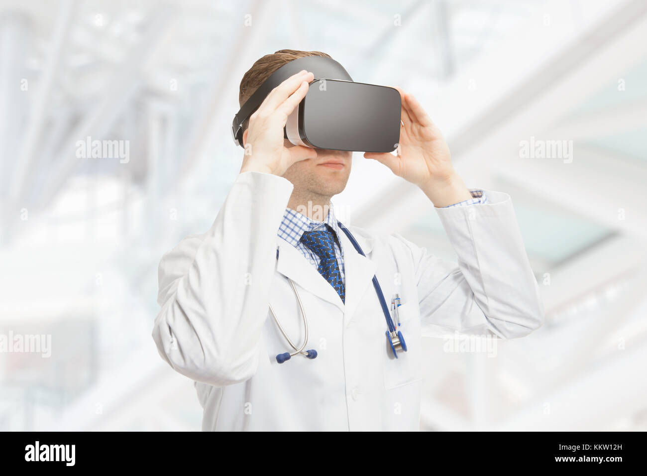 Indoors shot of doctor testing virtual reality glasses Stock Photo - Alamy