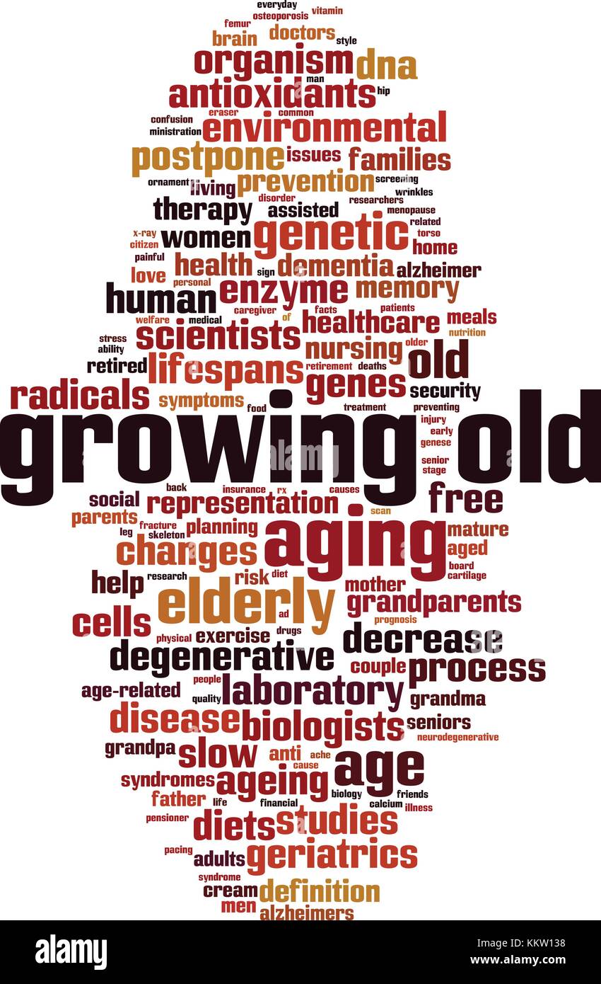 Growing old word cloud concept. Vector illustration Stock Vector Image ...