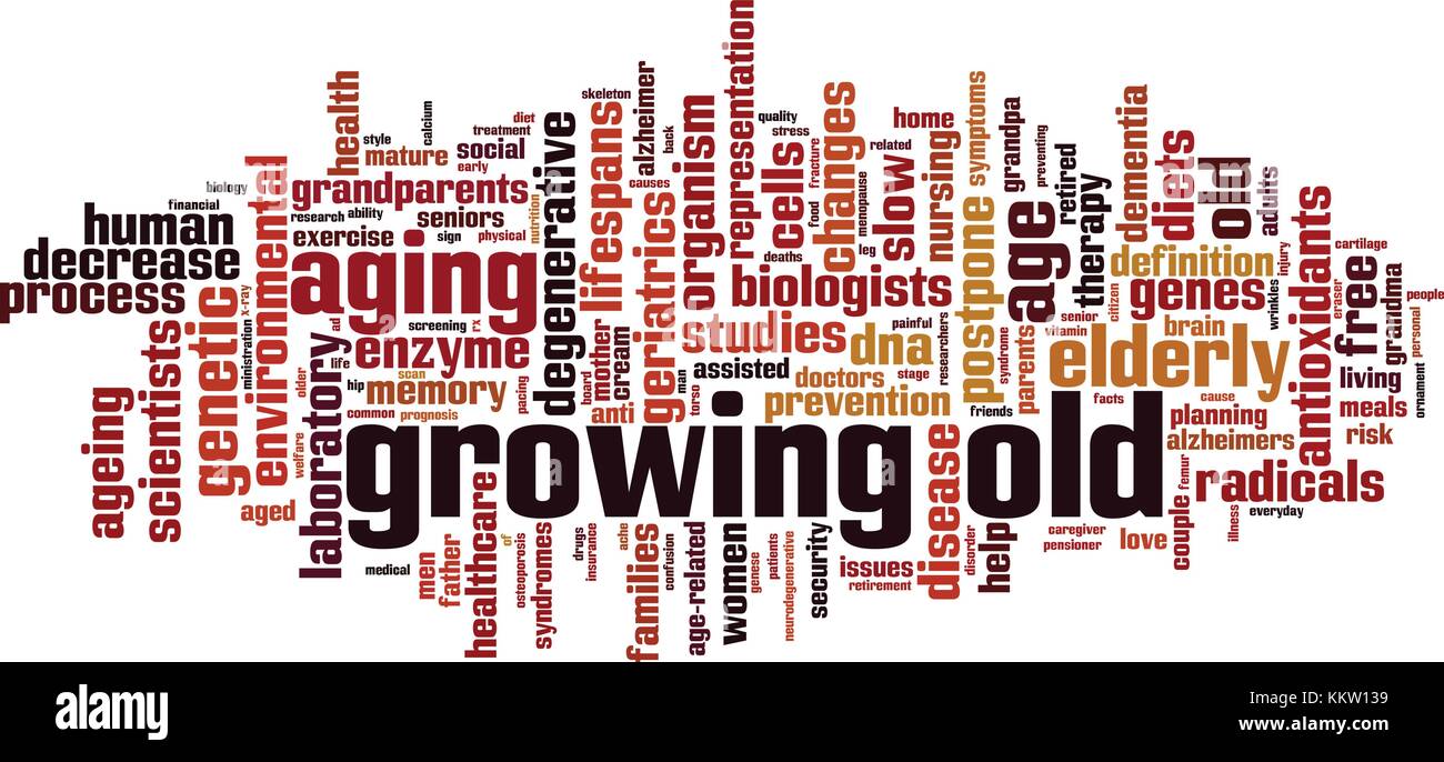 Growing old word cloud concept. Vector illustration Stock Vector Image ...