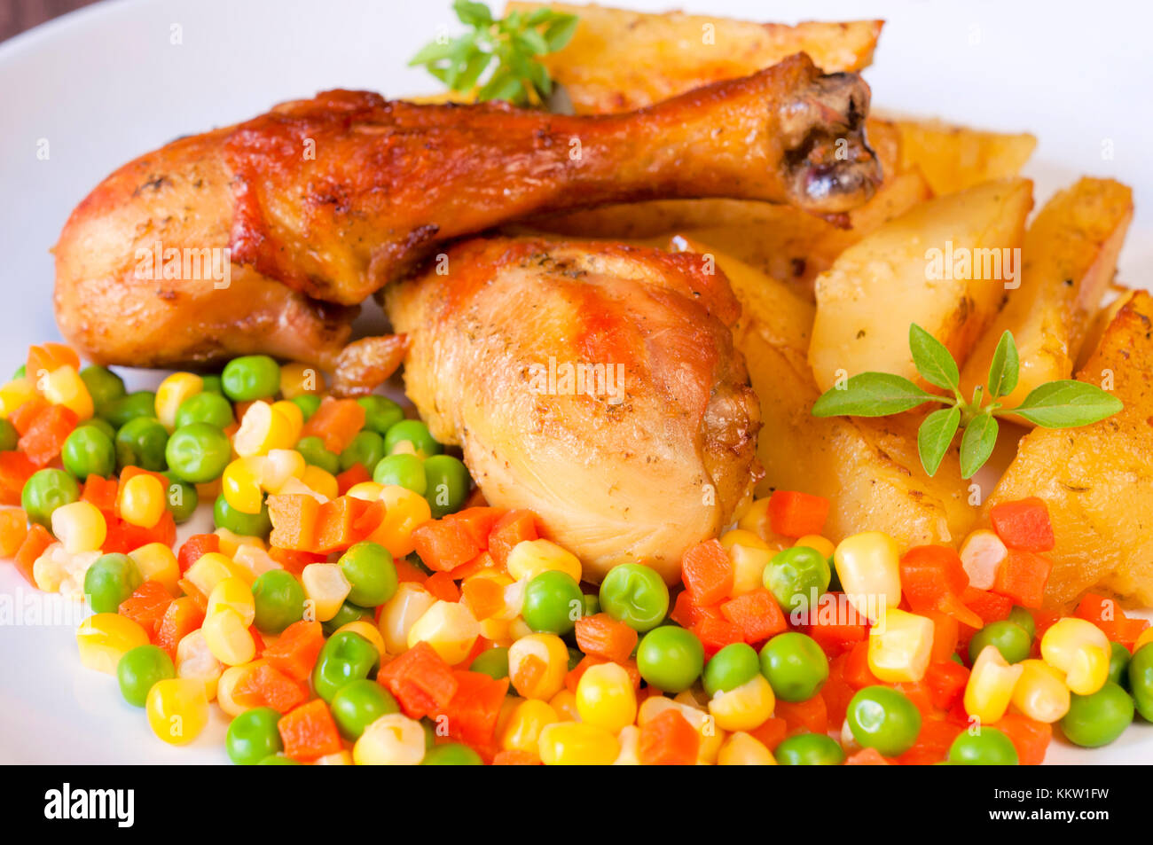 Selective focus on the front fried chicken leg Stock Photo - Alamy