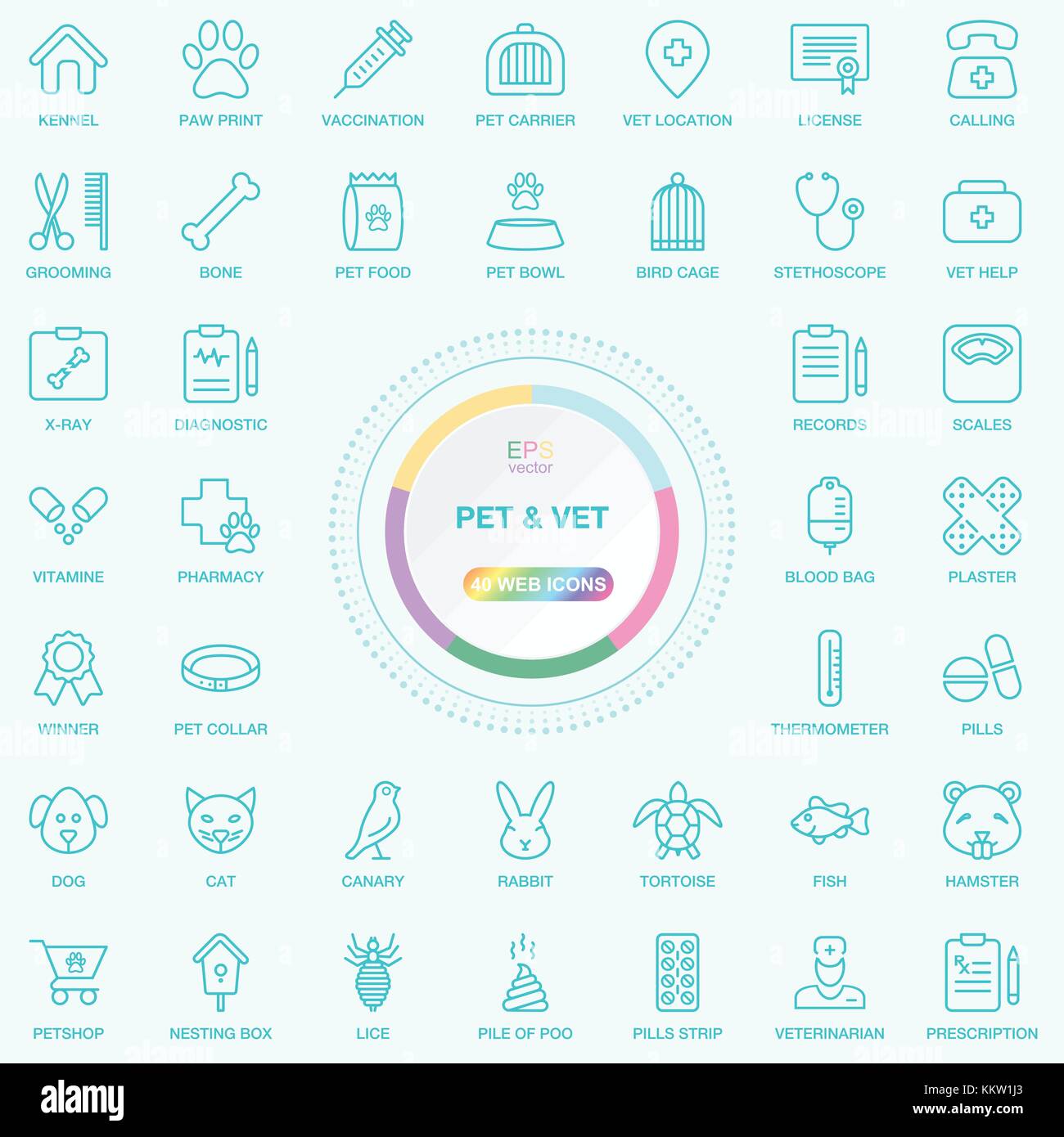 Universal Web And Internet Pet and Vet Line Icons Set. Web, Blog And ...
