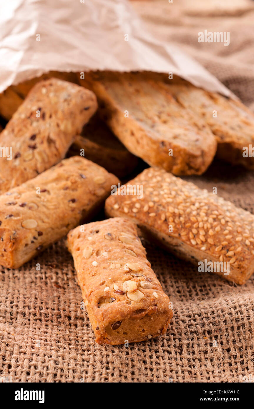 Selective focus on the front whole grain stick Stock Photo - Alamy