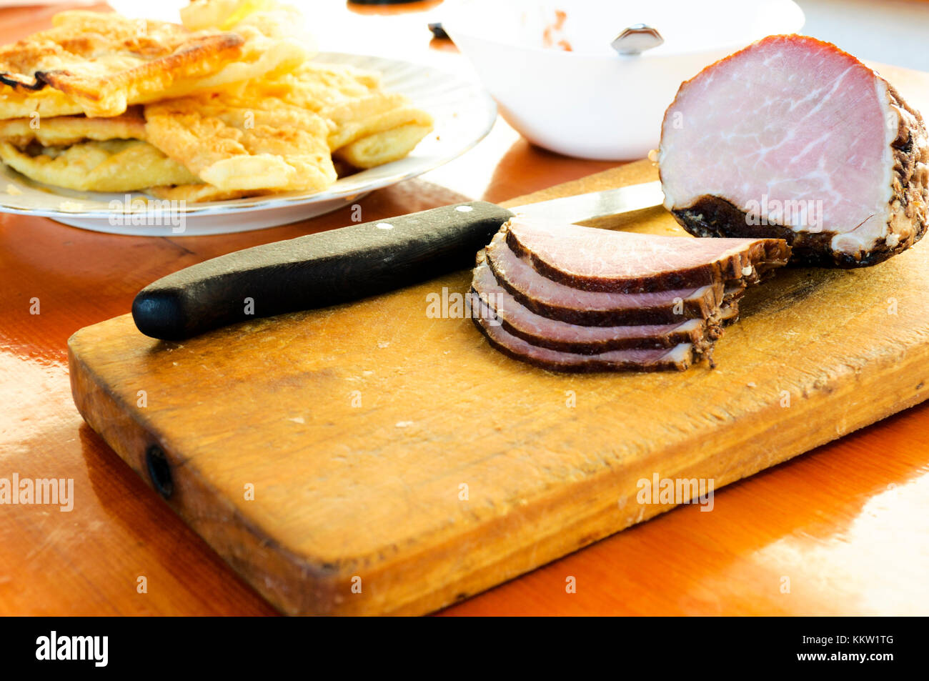 Sliced prsuta and listici Stock Photo - Alamy