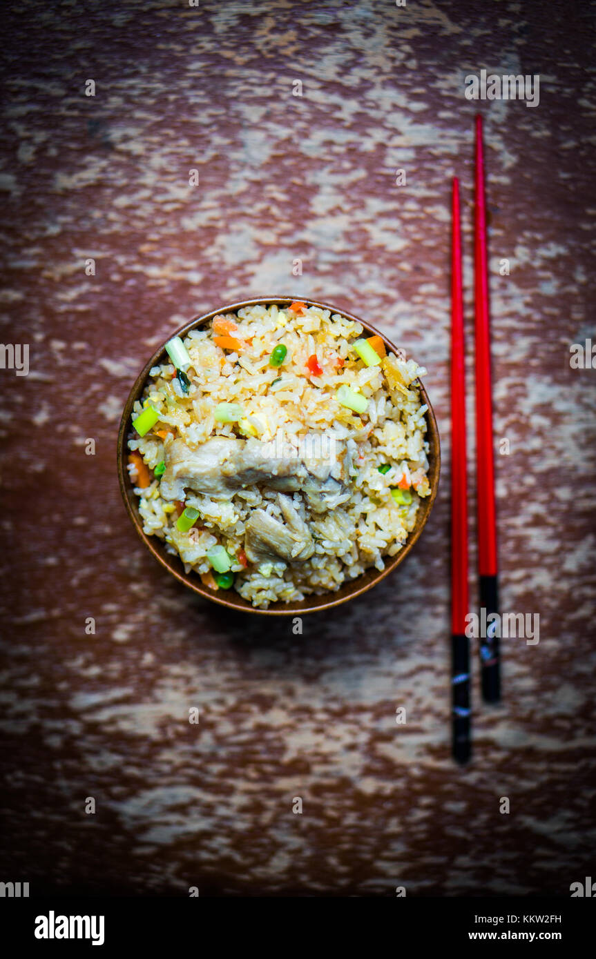 Rice With Chicken And Vegetables Stock Photo - Alamy