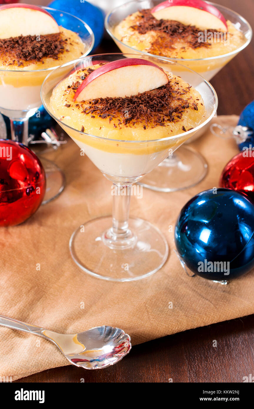 Semolina pudding in the fancy glass, from above Stock Photo - Alamy