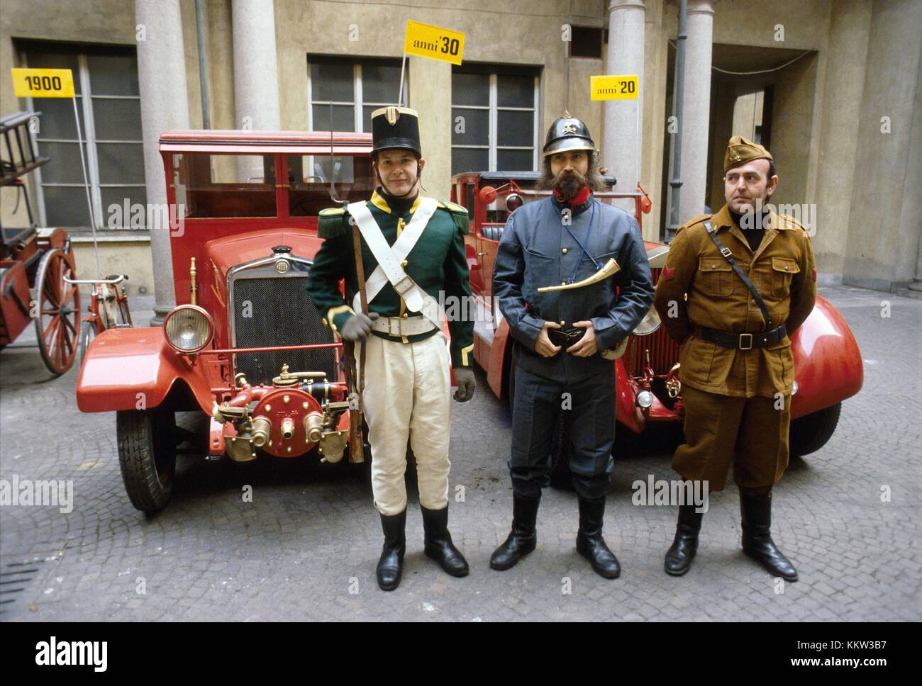 historical re-enactment of antique equipment and uniforms of the ...