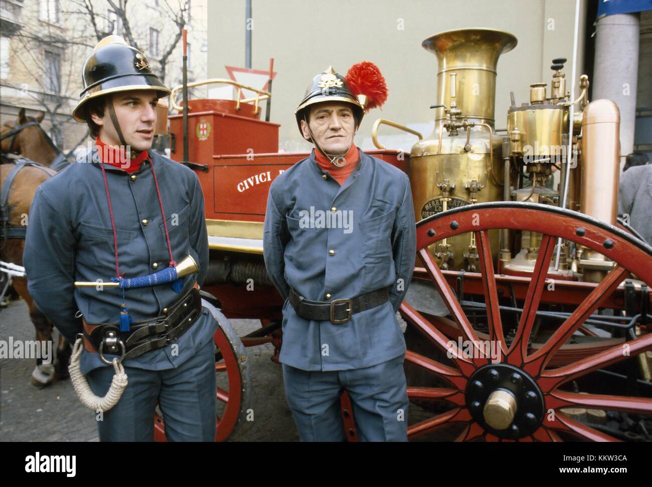 historical re-enactment of antique equipment and uniforms of the ...