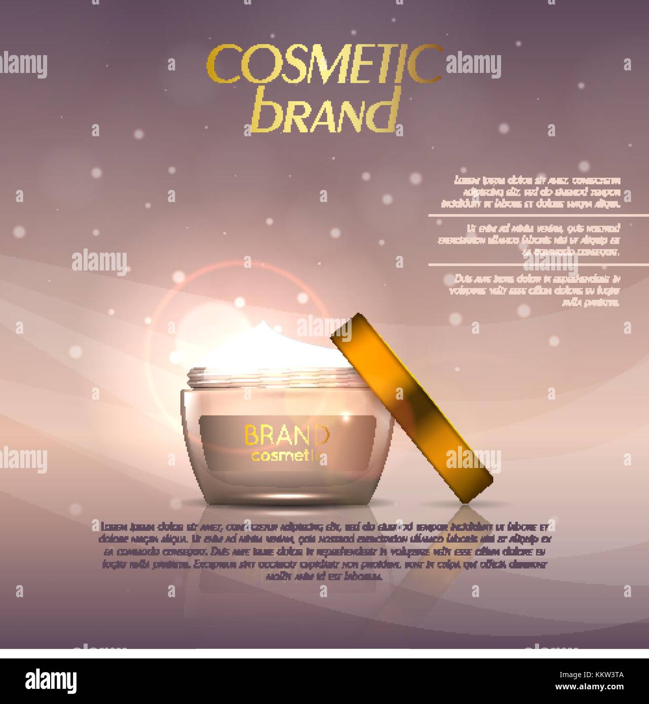 Vector 3D cosmetic illustration on a soft light background with flare ...