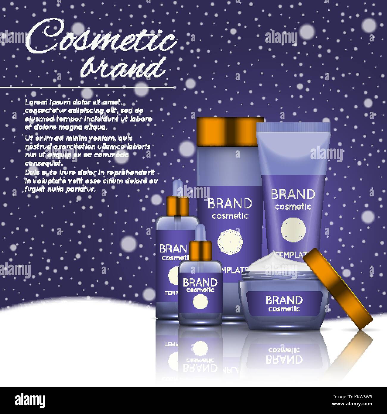 Vector 3D cosmetic illustration on a soft light background with flare ...