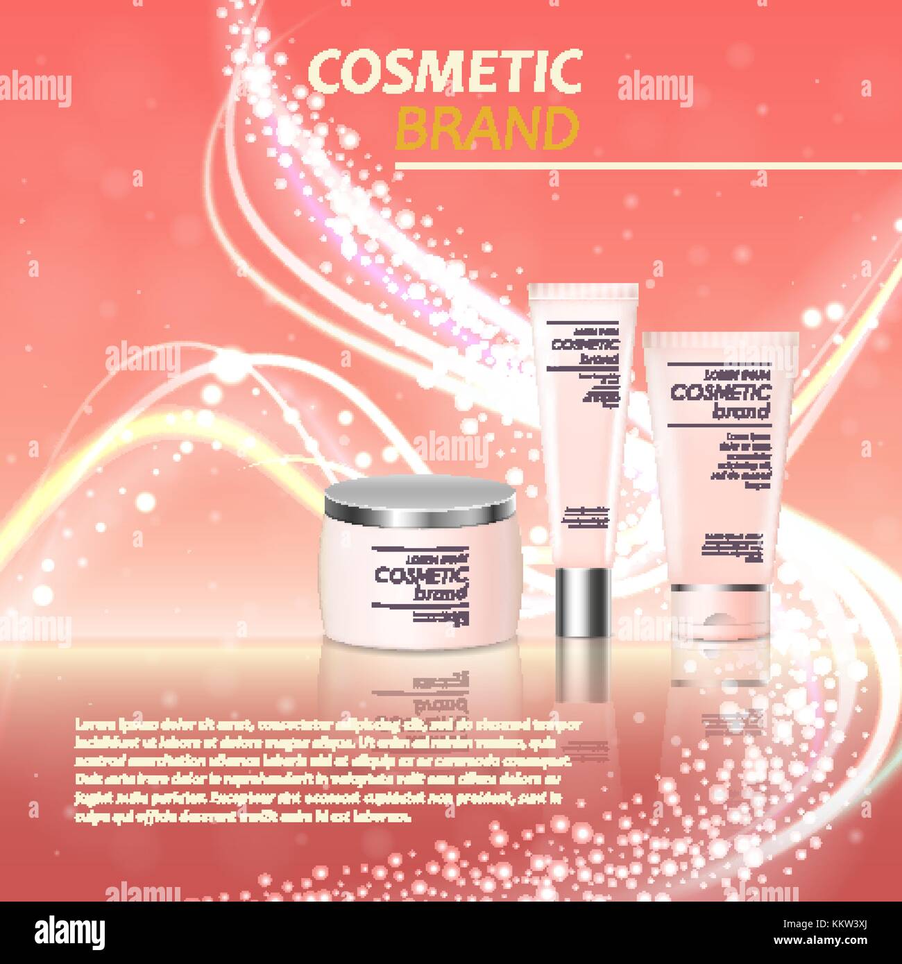 3D realistic cosmetic bottle ads template. Cosmetic brand advertising ...
