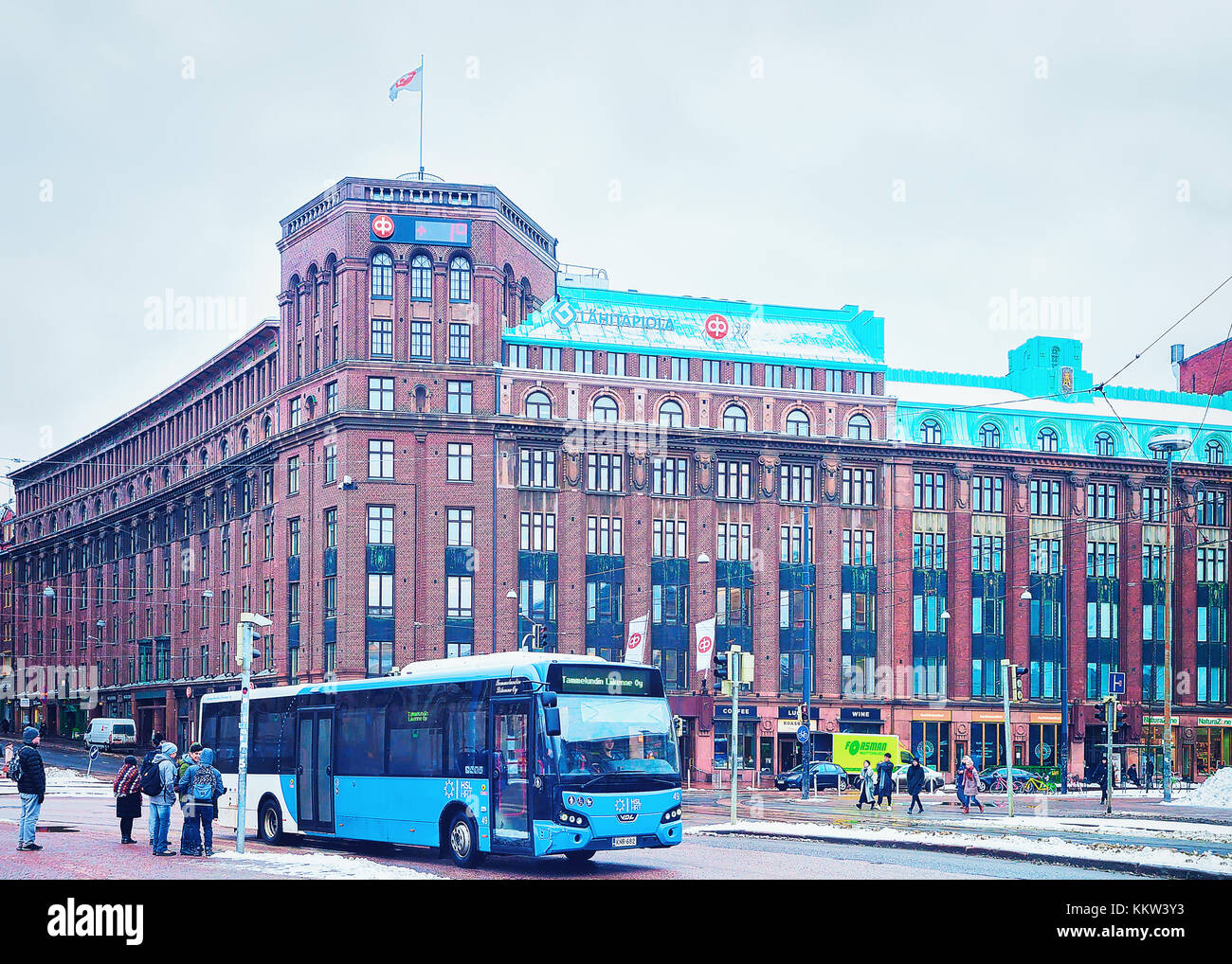 Helsinki, Finland - March 8, 2017: Running bus in the Street of ...