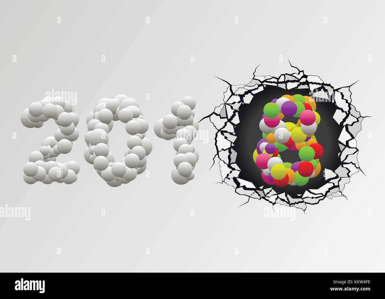 2018 Paper background with hole and colorful balls eight number. Vector ...